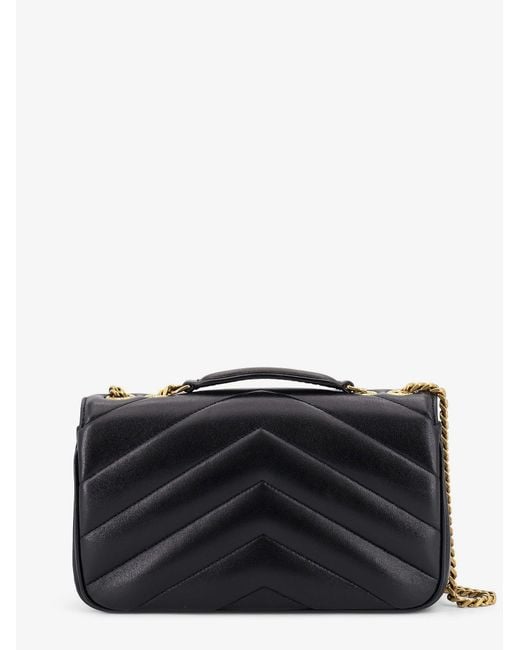 Saint Laurent Loulou Leather Shoulder Bag With Metal Cassandre Logo in ...