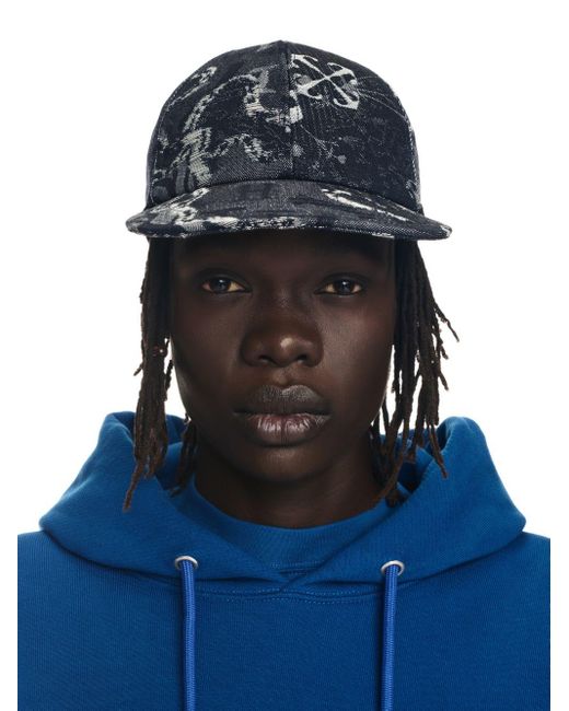 Off-White c/o Virgil Abloh Blue Camo Denim Boxy Cap for Men | Lyst