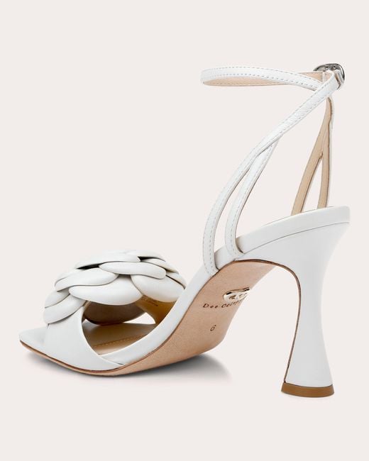 Dee Ocleppo Rosette Leather Square-Toe Sandals in Natural | Lyst