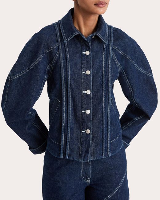 Merlette Folsom Layered Topstitched Denim Jacket in Blue | Lyst