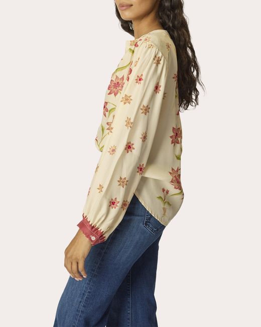 Natalie Martin Tolan Floral-Print Silk Shirt in Blue | Lyst