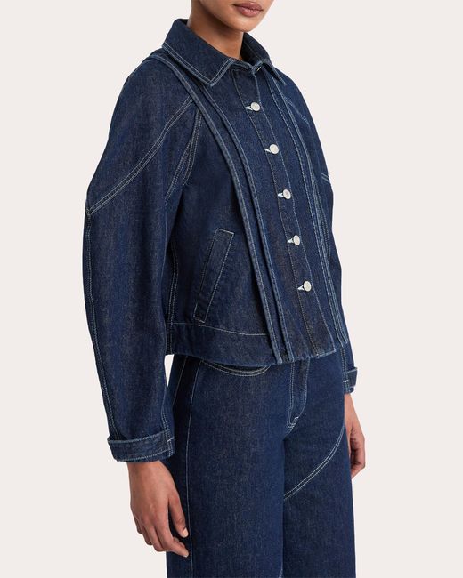 Merlette Folsom Layered Topstitched Denim Jacket in Blue | Lyst