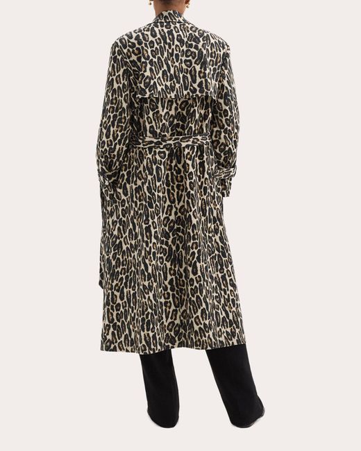 Theory Leopard-Print Stretch-Wool Trench Coat | Lyst
