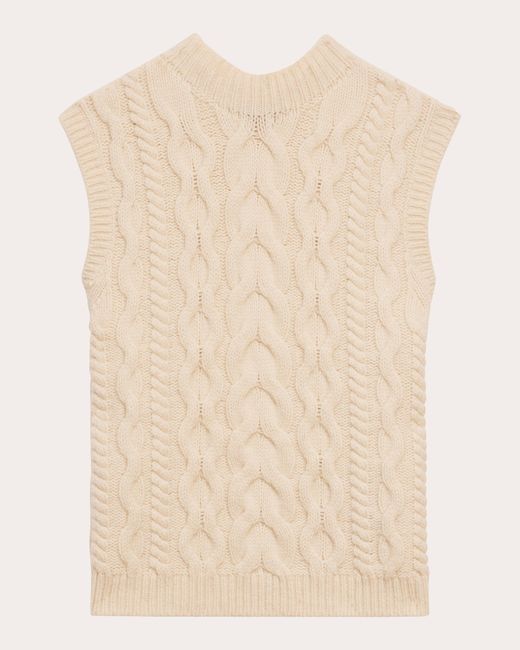 Theory Felted Wool-Cashmere Blend Cable Knit Top in Natural | Lyst