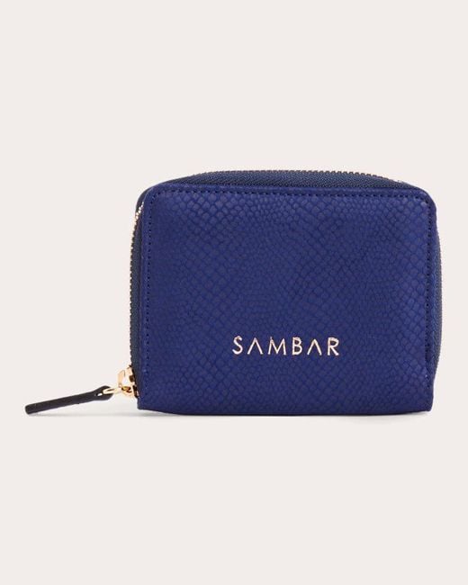 Sambar Embossed Faux-Leather Zip Wallet in Blue | Lyst