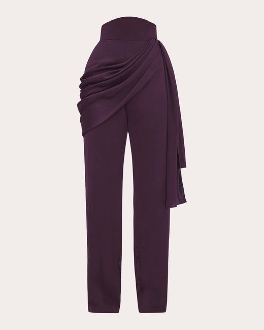 Andrea Iyamah Loti Draped Corset-Detail Satin Pants in Purple | Lyst