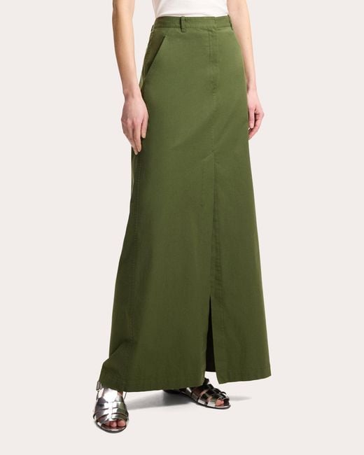 Theory Front Slit Maxi Skirt in Green | Lyst