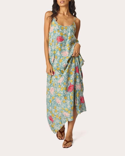 Natalie Martin Heather Floral Silk Sleeveless A-Line Maxi Dress in ...