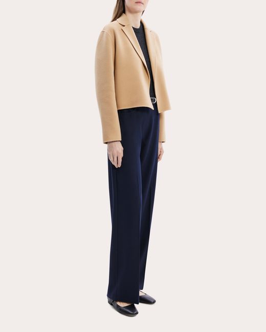 Theory Cropped Double-Face Wool-Cashmere Blend Jacket in Natural | Lyst