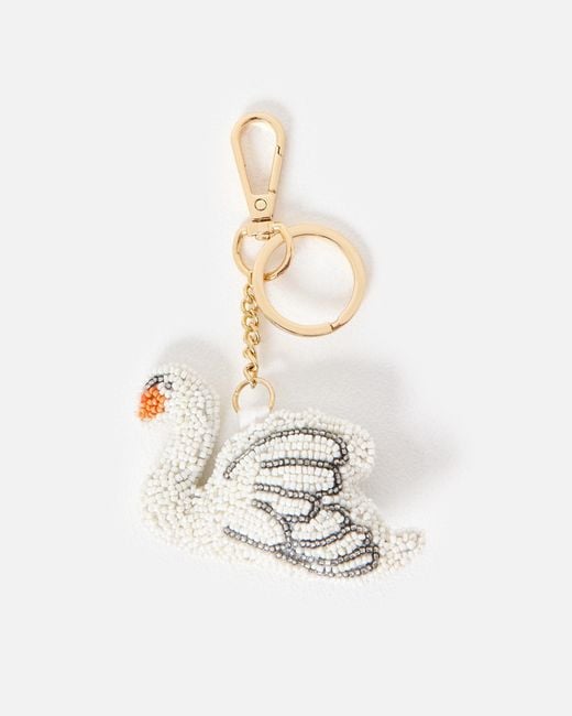 Oliver Bonas White Swan Beaded Keyring | Lyst UK