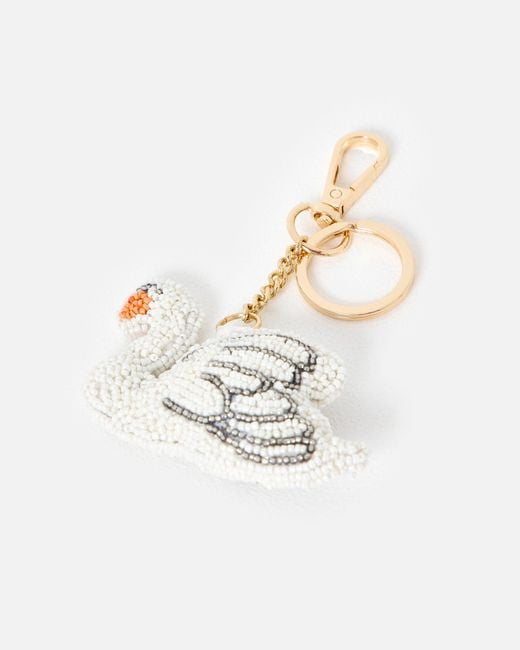 Oliver Bonas White Swan Beaded Keyring | Lyst UK