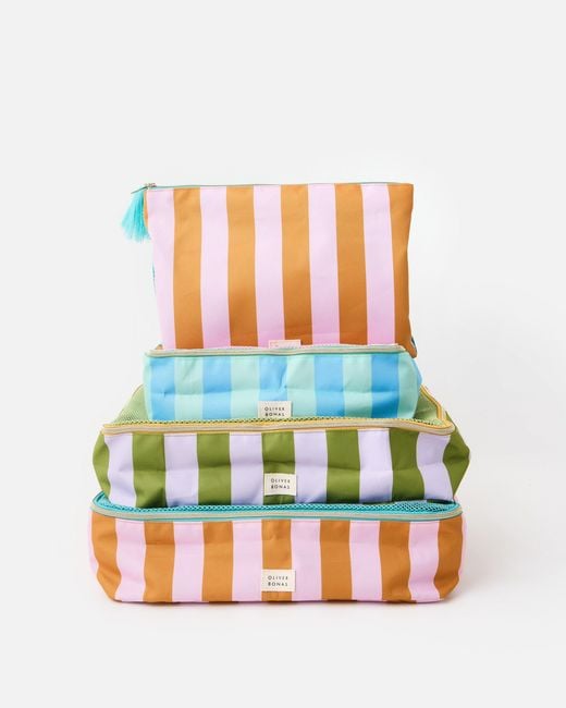 Oliver Bonas Striped Packing Cubes Set Of Four in Blue | Lyst UK