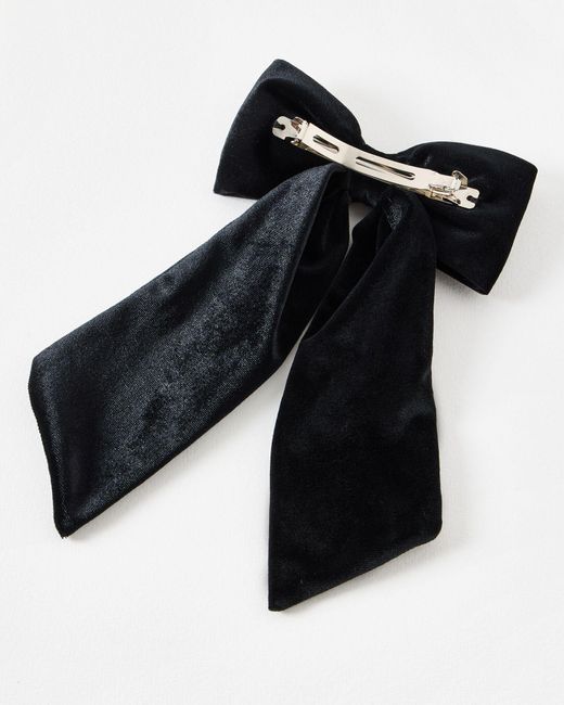 Oliver Bonas Leonie Faux Pearl Black Velvet Hair Bow Clip | Lyst UK