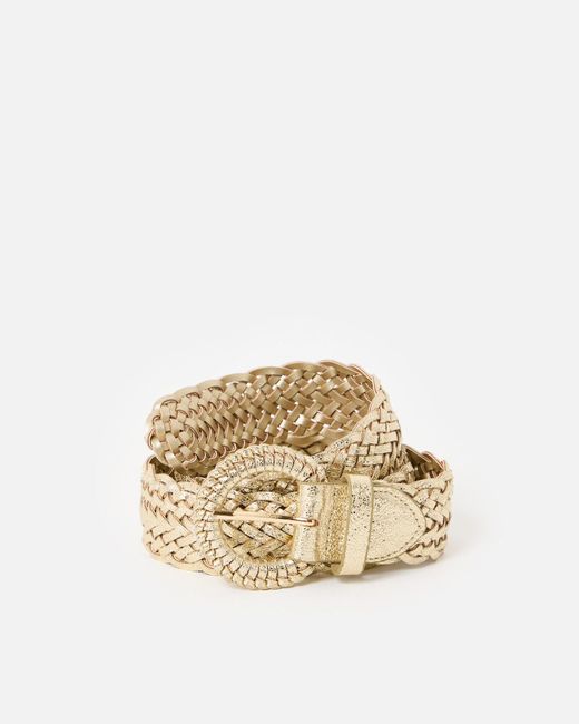 Oliver Bonas Metallic Braided Weave Jeans Belt, Size Medium in Natural ...