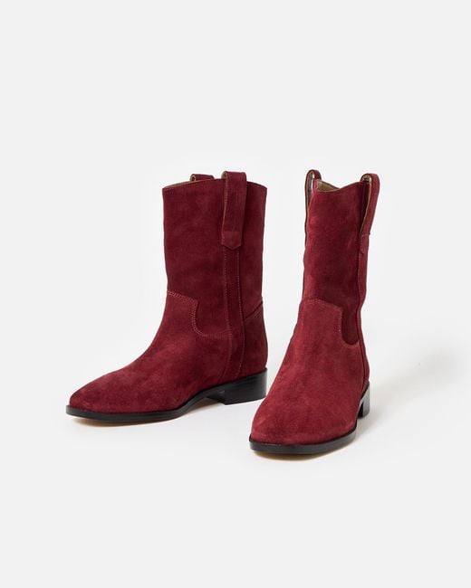 Oliver Bonas Berry Suede Pull On Boots, Size Uk 3 in Red | Lyst UK