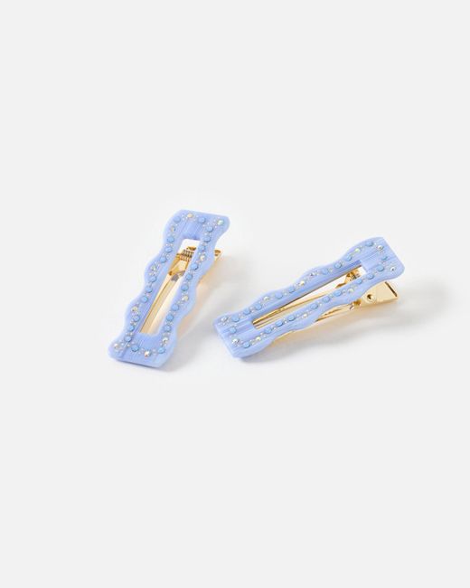 Oliver Bonas Cleo Embellished Wavy Hair Clips Set Of Two in Blue | Lyst UK