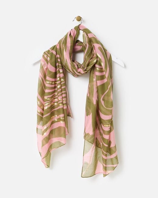 Oliver Bonas & Green Swirl Foil Lightweight Scarf in Metallic | Lyst UK