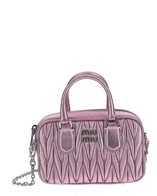 Miu Miu Leather Pink Bag | Lyst Miu Miu Leather Pink Bag | Lyst