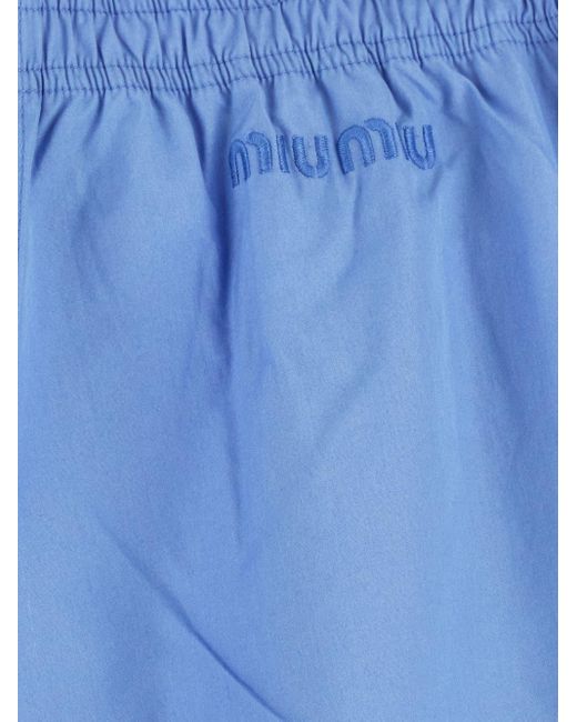 Miu Miu Logo Trouser in Blue | Lyst