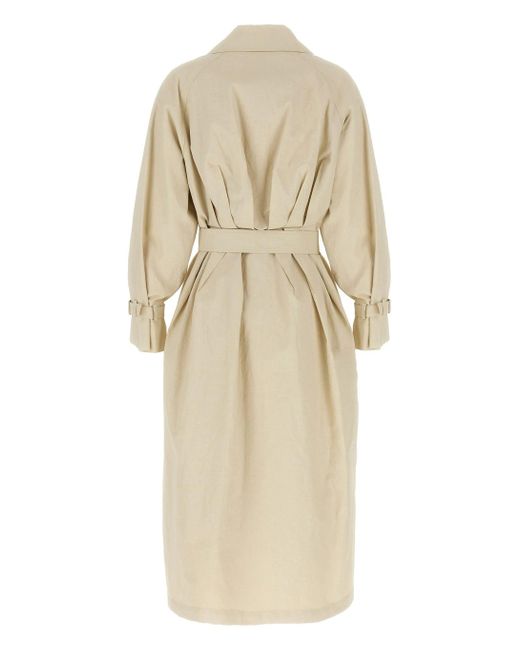 Max Mara Double-Breasted Ivory Trench Coat With Belted Waist in Natural ...