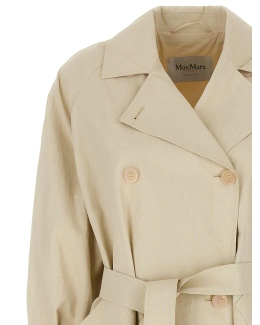 Max Mara Double-Breasted Ivory Trench Coat With Belted Waist in Natural ...