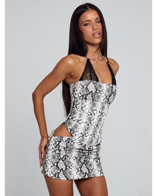 Outcast Evon Mini Dress Snake in Black | Lyst UK