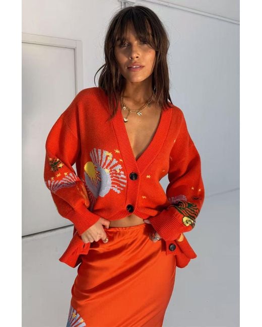 Never Fully Dressed Rio Martha Cardigan in Red | Lyst UK