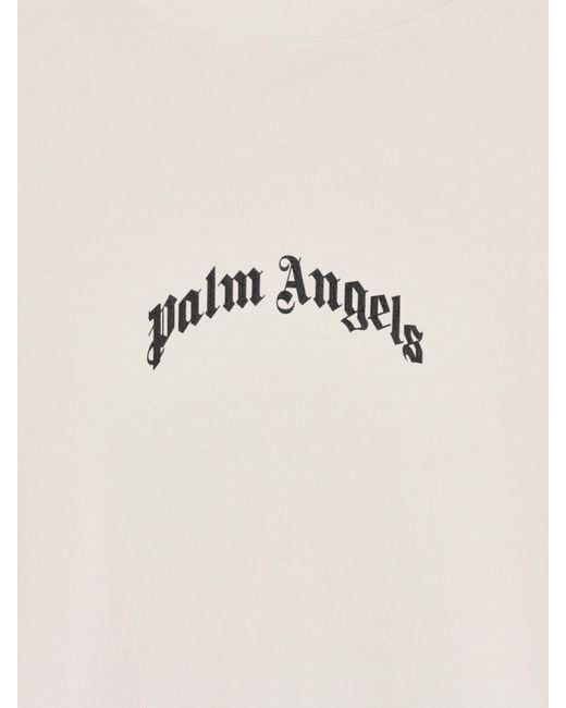 Palm Angels Curved Logo Oversize T-Shirt in Natural for Men | Lyst