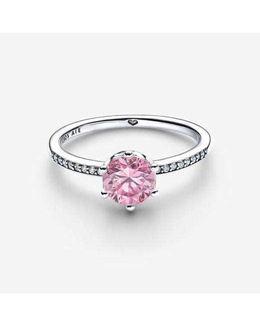 PANDORA Sparkling Crown Ring in Pink | Lyst UK