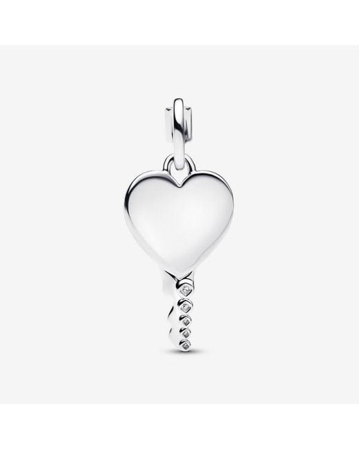 PANDORA Engravable Heart Key Pendant in Metallic | Lyst UK