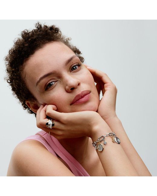 PANDORA Me Halved Enamel Signet Ring in White | Lyst UK