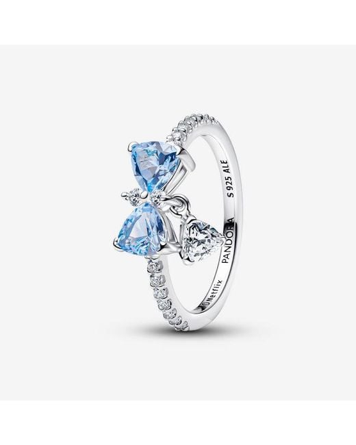 PANDORA Bridgerton Bow Ring in Blue | Lyst UK