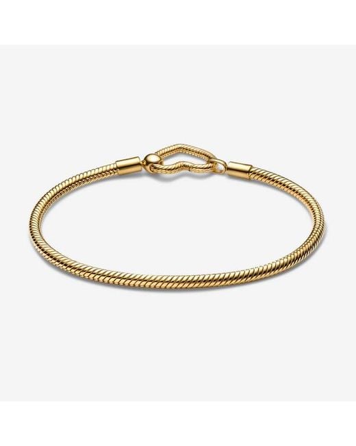 PANDORA Heart Closure Snake Chain Bracelet in Metallic | Lyst UK