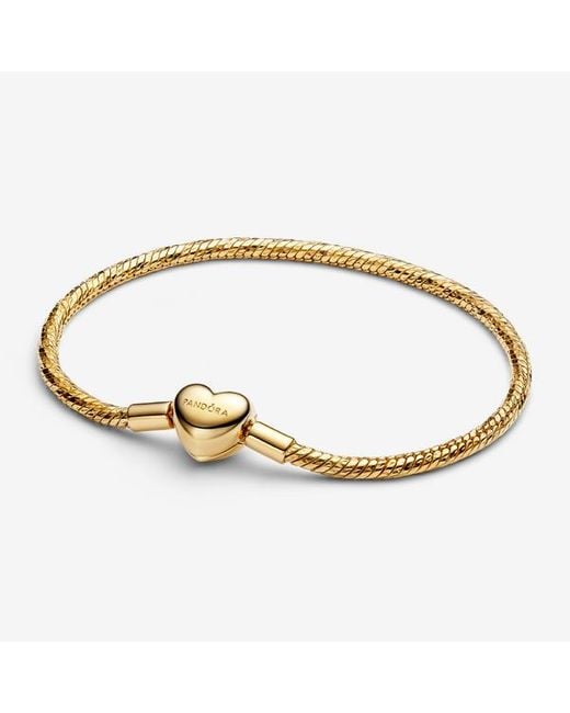 PANDORA Heart Clasp Faceted Snake Chain Bracelet in Metallic | Lyst UK