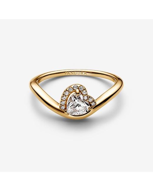 PANDORA Wavy Heart Ring in Metallic | Lyst UK