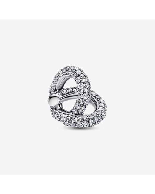 PANDORA Pavé Infinity Knot Heart Charm in White | Lyst UK