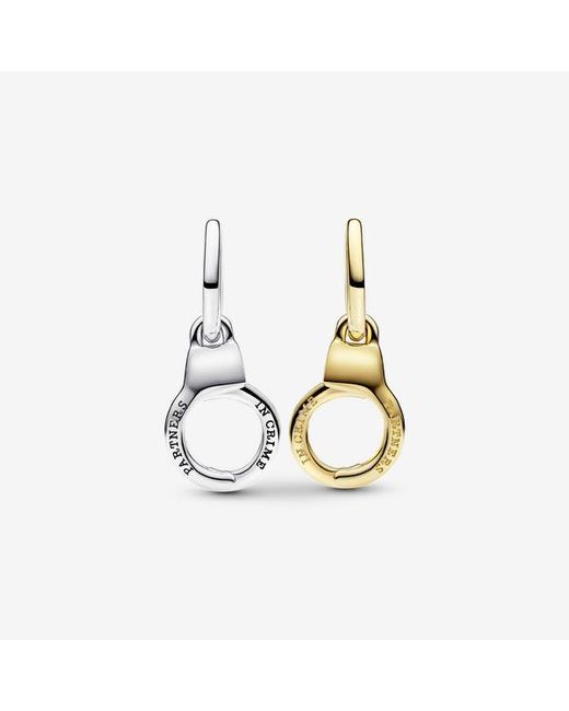 PANDORA Openable & Splittable Handcuffs Dangle Charm in Metallic | Lyst UK