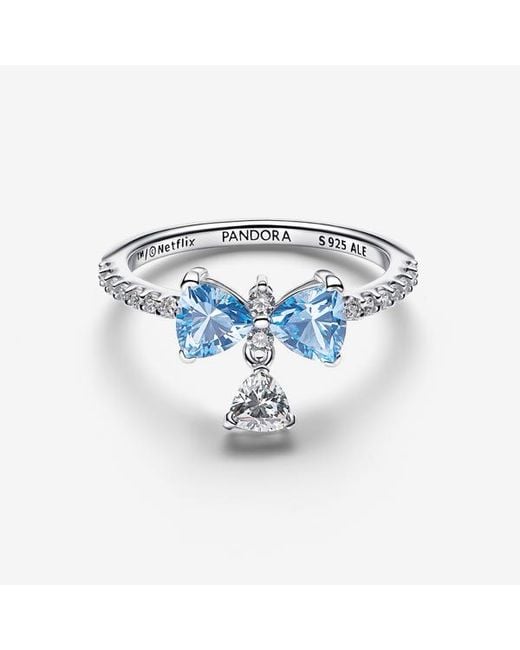 PANDORA Bridgerton Bow Ring in Blue | Lyst UK