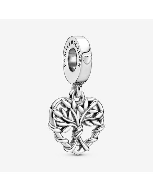 PANDORA Heart Family Tree Dangle Charm in Metallic | Lyst UK