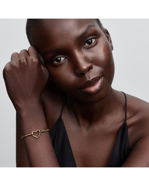 PANDORA Heart Closure Snake Chain Bracelet in Metallic | Lyst UK