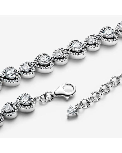PANDORA Halo Hearts Bracelet in Metallic | Lyst UK