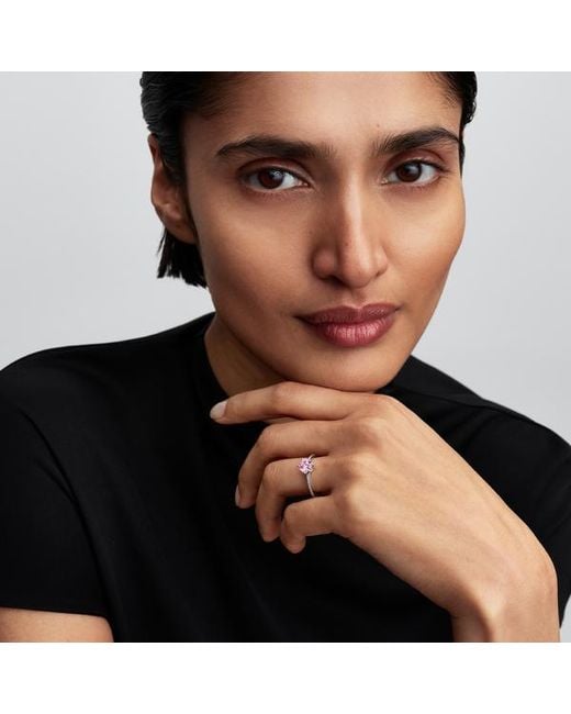 PANDORA Sparkling Crown Ring in Pink | Lyst UK