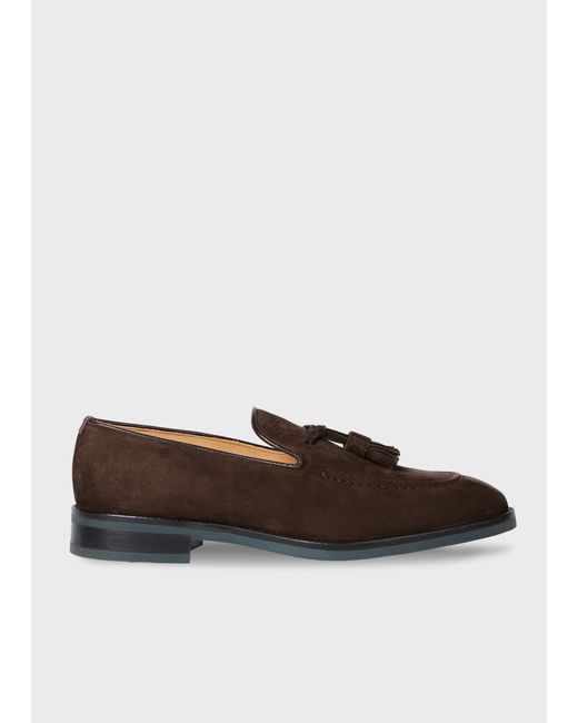 Paul Smith Dark Suede 'Lawrence' Tassel Loafers in Brown for Men | Lyst