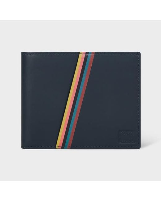 Paul Smith Leather Artist Stripe Compact Billfold Wallet in Blue for ...