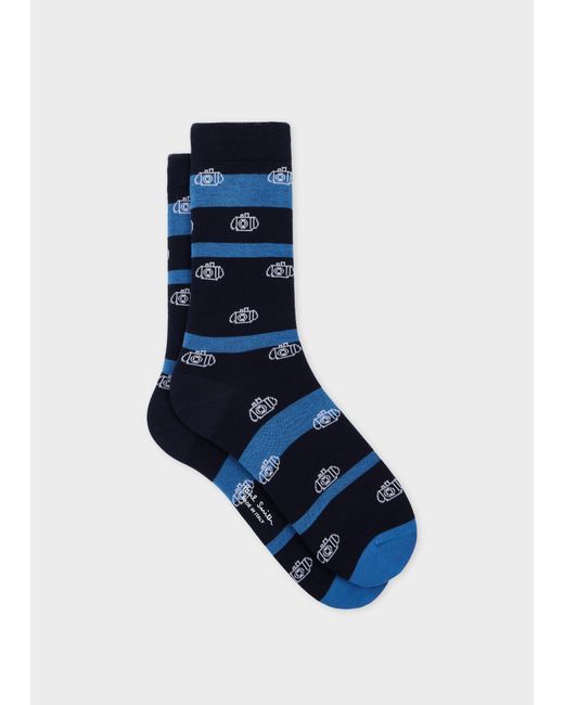 Paul Smith Stripe Camera Socks in Blue | Lyst UK