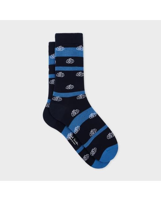Paul Smith Stripe Camera Socks in Blue | Lyst UK