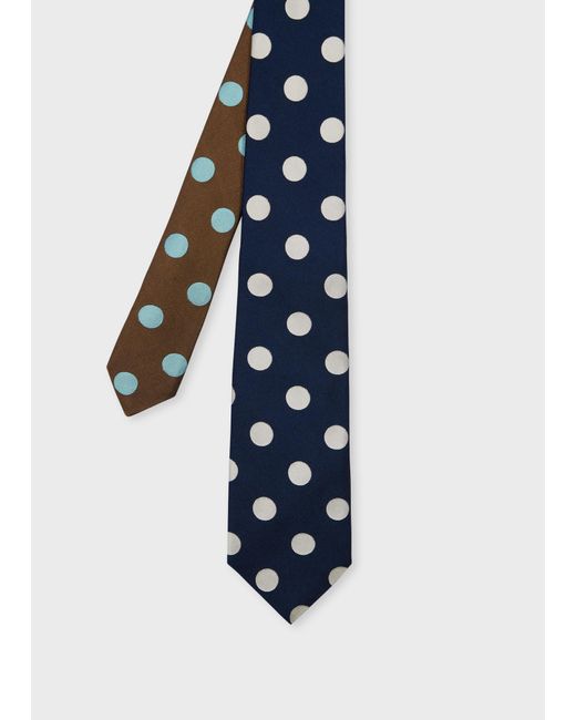 Paul Smith Silk Polka Dot Contrast Tie in Blue for Men | Lyst