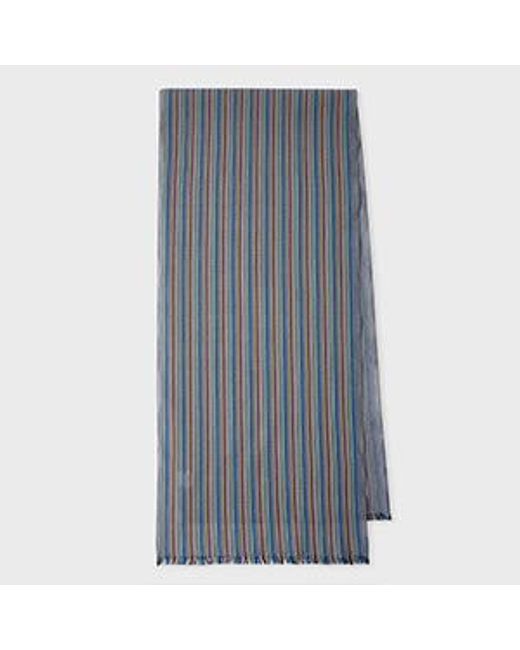 Paul Smith 'Signature Stripe' Stitch Scarf in Gray for Men | Lyst