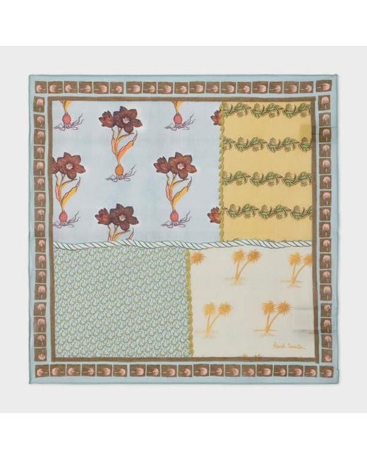 Paul Smith And Mixed Floral Print Cotton Pocket Square in Metallic for ...
