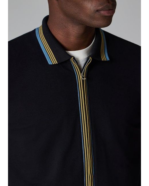 Paul Smith Contrast Tipping Full-Zip Long-Sleeve Polo Shirt in Blue for ...